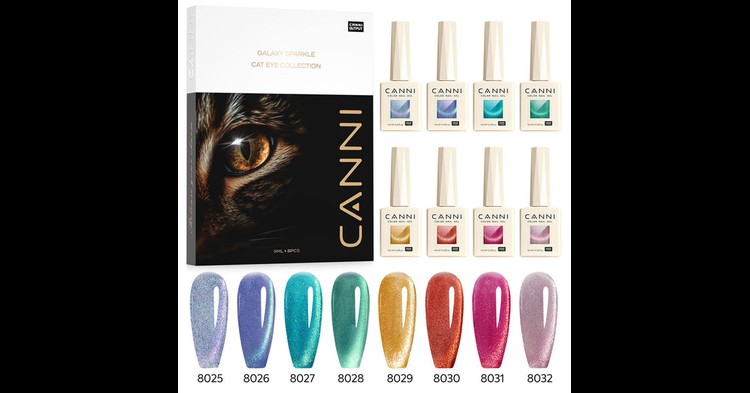 CANNI Galaxy Sparkle Cat Eye Collection מארז לק ג'ל עין החתול 8 גוונים - קריסטינה מרכז שיווק