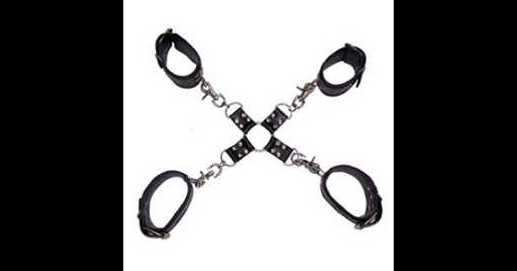 Set of handcuffs for tying hands and feet made of PVC - FetishDeal